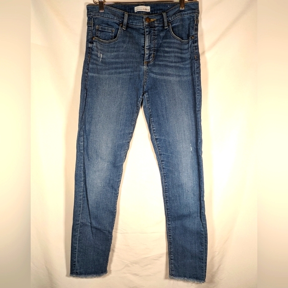 LOFT | Jeans | Loft Modern Skinny Open Hem High Rise Mid Indigo Wash ...